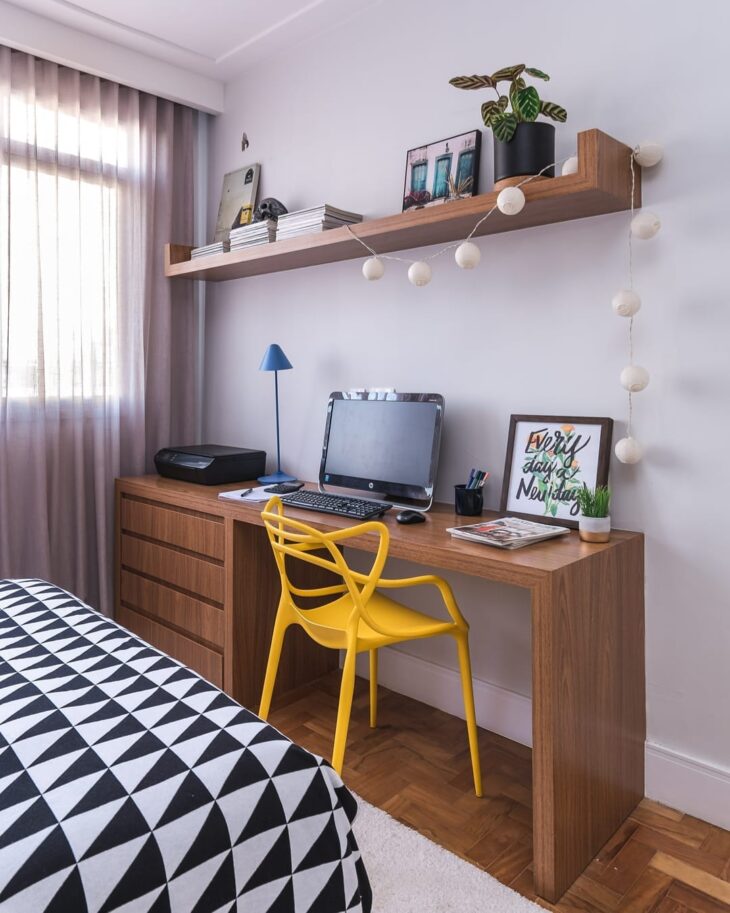 Quarto com escritório: 60 ideias criativas e funcionais