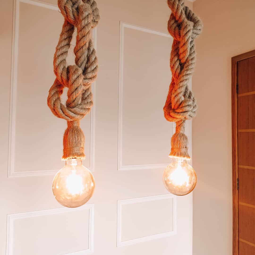 Luminária de corda: 30 fotos e tutoriais para te ajudar a fazer a sua