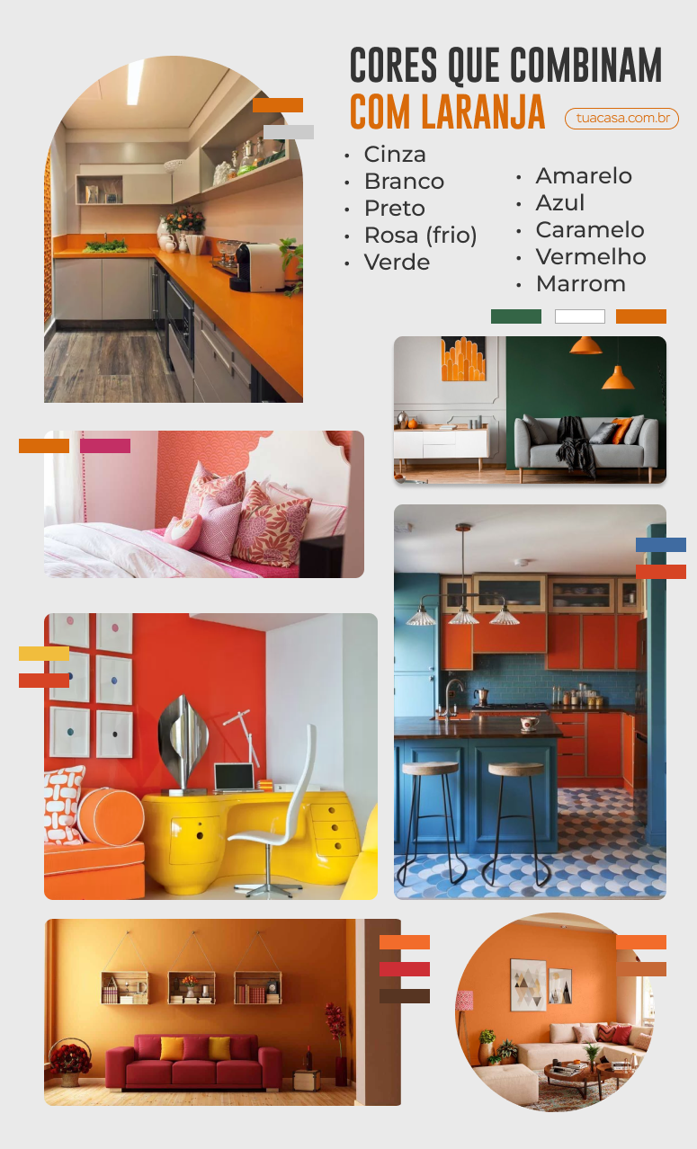 Cores que combinam com laranja: combinações e projetos